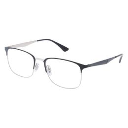 Ray-Ban RX6421 Brille Unisex | Fassung: Halbrand, Quadratisch, Schwarz Silber