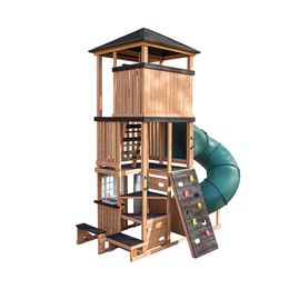 Zwerkules Spielturm 'Ramba' FSC ‐zertifiziertes Spie&szlig;tannenholz natur 300 x 386 x 197 cm mit Rutsche