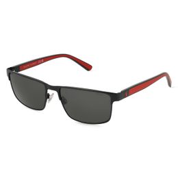 Polo Ralph Lauren 0PH3155 | Herren-Sonnenbrille | Fassung: Vollrand, Quadratisch, Metall, Schwarz Gl&auml;nzend | Glasfarbe: Grau