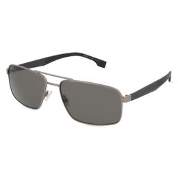 HUGO BOSS Boss 1580/S | Herren-Sonnenbrille | Fassung: Vollrand, Quadratisch, Metall, Gun Dunkel | Glasfarbe: Grau