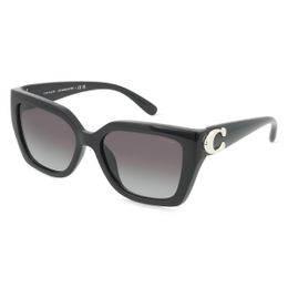 Coach HC8408U | Damen-Sonnenbrille | Fassung: Vollrand, Quadratisch, Kunststoff, Schwarz | Glasfarbe: Grau Verlaufend