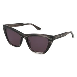 Calvin Klein CK24505S | Unisex-Sonnenbrille | Fassung: Vollrand, Butterfly, Acetat, Grau Gestreift | Glasfarbe: Grau