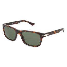 Persol 0PO3048S | Herren-Sonnenbrille | Fassung: Vollrand, Quadratisch, Kunststoff, Havanna | Glasfarbe: Gr&uuml;n