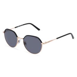 Mexx Eyes 6523 | Damen-Sonnenbrille | Fassung: Vollrand, Panto, Metall, Gold Schwarz | Glasfarbe: Grau
