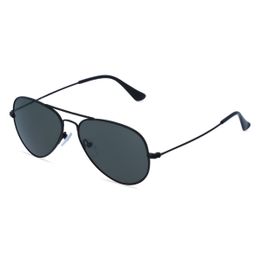 Fielmann BD 277 SUN CL | Unisex-Sonnenbrille | Fassung: Vollrand, Pilot, Edelstahl, Schwarz Gl&auml;nzend | Glasfarbe: G15