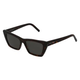 SAINT LAURENT SL 276 MICA | Unisex-Sonnenbrille | Fassung: Vollrand, Cat Eye, Acetat, Havanna Dunkel | Glasfarbe: Grau