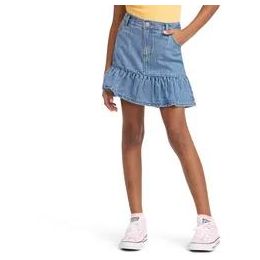 Levi's Minirock LEVI'S KIDS "LVG FLOUNCE SKORT", M&auml;dchen, Gr. 10 (140), reach for the stars, Denim/Jeans, Obermaterial: 100% Baumwolle, unifarben, normal ca. Mitte Oberschenkel, R&ouml;cke Minirock, for Girls, halb Shorts halb Rock, im 5-Pocket-Style