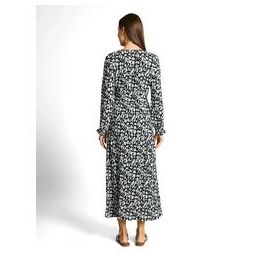 Midikleid Tom Tailor, Damen, Gr. 42, N-Gr, blau ginkgo minimal, Jersey, Obermaterial: 100% Polyester, gemustert, regular fit kn&ouml;chelfrei, V-Ausschnitt, elastischer Bund, Kleider Midikleid, mit All-Over Print