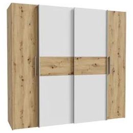 Kleiderschrank FORTE "Kalixtus, TOPSELLER, Made in Europe", wei&szlig; (artian eiche, wei&szlig;), B:200,1cm H:190,5cm T:61,6cm, FSC-zertifizierter Holzwerkstoff, Schr&auml;nke, Kleiderschrank, Kombination aus Dreh- und Schwebet&uuml;ren, mehrere Farben, Topseller