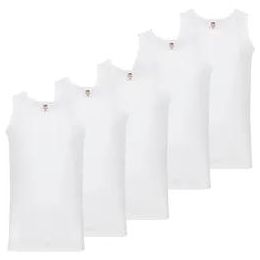 Tanktop Fruit of the Loom, Herren, Gr. XXL, wei&szlig;, Jersey, Obermaterial: 100% Baumwolle, unifarben, h&uuml;ftbedeckend, Rundhals, Tops Tanktop, aus reiner Baumwolle, Rundhals