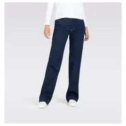Weite Jeans MAC "Dream Wide authentic", Damen, Gr. 42, L&auml;nge 30, blau (fashion rinsed30), Denim/Jeans, Obermaterial: 90% Baumwolle, 7% Elastomultiester, 3% Elasthan, unifarben, straight fit lang, Jeans, mit formendem Shaping-Effekt