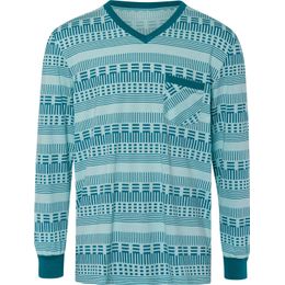 Herren Schlafanzug mint-aquapetrol-bedruckt, Gr&ouml;&szlig;e 56/58