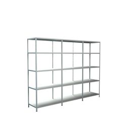 SCHULTE REGALWELT Steck-Grundregal und 2 Anbauregale 200 x 260 x 50 cm, 15 B&ouml;den, wei&szlig;, Tragkraft 425 kg