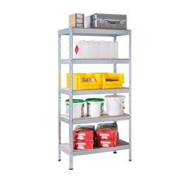 SCHULTE REGALWELT Schwerlast-Steckregal 180 x 90 x 45 cm, 5 B&ouml;den, verzinkt, Tragkraft 1000 kg
