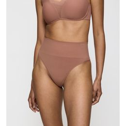 Shapingslip Triumph "Soft Sculpt", Damen, Gr. 40, braun (toasted almond), Single Jersey, Obermaterial: 78% Polyamid, 22% Elasthan, unifarben, k&ouml;rpernah, Unterhosen, nahtlos, formend, leichter Bauchweg-Effekt, hoher Beinausschnitt