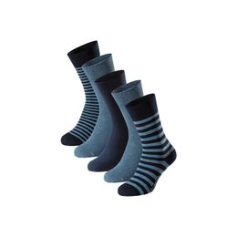 Kurzsocken Schiesser "Socken Bluebird 5er Pack", Herren, Gr. 43-46, blau (blau, gestreift), Obermaterial: 77% Baumwolle CO. 22% Polyamid PA. 1% Elasthan EL., Socken