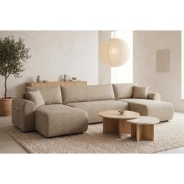 Wohnlandschaft OTTO HOME "JONAA, U-Form, 311 cm - OTTO. Verl&auml;ssliche Qualit&auml;t.", beige, B:311cm H:79cm T:52cm, Sofas, Wohnlandschaft, Schlaffunktion 133/270cm, Bettkasten, Cord, Struktur, Unser Tiefpreis