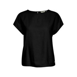 Kurzarmbluse oxmo "Kurzarmbluse OXArnora", Damen, Gr. 38, schwarz, Obermaterial: 55% Leinen LI. 45% Viskose CV., Blusen