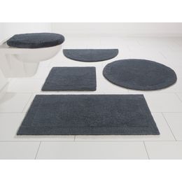 Badematte OTTO HOME "Kapra, Badvorleger, Badezimmer Teppich" Gr. 7, grau (anthrazit), H:14mm, Baumwolle, Badematten, Badematte, mit Bord&uuml;re, Badteppich, Badematte, Baumwolle