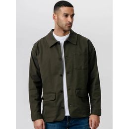 Outdoorjacke TEESHOPPEN "TEESHOPPEN Jacket Twill Shirt", Herren, Gr. L, olive, Obermaterial: 97% Baumwolle, 3% Elasthan, Jacken Outdoorjacke