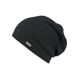 Beanie Chillouts "Pittsburgh Hat", Damen, grau (dunkelgrau, schwarz), Baumwollmischung, gestreift, M&uuml;tzen Beanie, mit weichem Baumwollmix & feiner Streifenstruktur