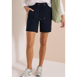 Shorts Cecil "Style Chelsea", Damen, Gr. L (42), N-Gr, universal blau, Web, Obermaterial: 66% Baumwolle, 30% Polyester, 4% Elasthan, unifarben, loose fit kniefrei, Hosen Shorts, Sommer-Shorts mit elatsichem Bund und Tunnelzug