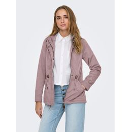 Parka Only "ONLLORCA LIFE CANVAS PARKA CC OTW", Damen, Gr. M, burnished lila, Web, Obermaterial: 80% Polyester, 20% Baumwolle, unifarben, regular fit h&uuml;ftlang, Jacken Parka, mit Kordelzug in der Taille
