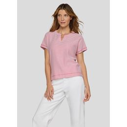 Print-Shirt Rabe "T-Shirt", Damen, Gr. 52, koralle, 68%Baumwolle 29%Polyester 3%Elasthan, geringelt, gerade, Shirts