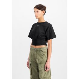 T-Shirt Alpha Industries "Waisted T-Shirt W", Damen, Gr. L, schwarz, Obermaterial: 100% Baumwolle, Shirts T-Shirt