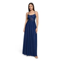 Abendkleid Vera Mont "Damen im Glitzer-Look", Damen, Gr. 32, Normalgr&ouml;&szlig;en, dunkelblau, grau, Obermaterial: 100% Polyester. Futter: 100% Polyester, festlich, ausgestellt lang, Rundhals, Kleider Abendkleid