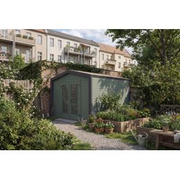 Gartenhaus Weka "Killarney", gr&uuml;n (gr&uuml;ngrau, anthrazit), ohne Fu&szlig;boden, ohne Dacheindeckung, Massivholz, Gartenh&auml;user, Gartenhaus, Doppelt&uuml;r mit Lamellen