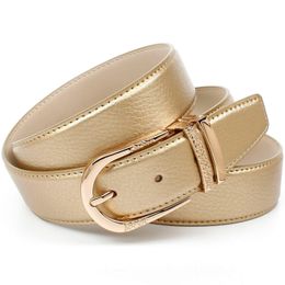 Lederg&uuml;rtel Anthoni Crown, Damen, Gr. 100, gold (goldfarben), Leder, unifarben, G&uuml;rtel Lederg&uuml;rtel, mit Fashion-Dornschlie&szlig;e, doppelte Metallschlaufe