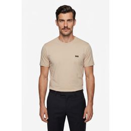 T-Shirt BOSS, Herren, Gr. S, light beige 275, Jersey, Obermaterial: 100% Baumwolle, regular fit normal, Rundhals, abgesteppte Kante, Shirts T-Shirt, Rundhals, Jersey, kleines Logo, regular fit