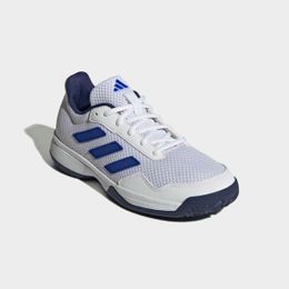 Tennisschuh adidas Performance "GAMESPEC KIDS", M&auml;dchen, Gr. 35, wei&szlig; (cloud wei&szlig;, lucid blau, dunkelblau), Synthetik, Textil, Schuhe, f&uuml;r Hartcourt, All-Court