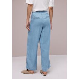 Stoffhose Street One, Damen, Gr. 36, L&auml;nge 30, light blau soft wash, Web, Obermaterial: 100% Lyocell, unifarben, l&auml;ssig geschnitten lang, Hosen Stoffhose, Weite Sommerhose mit Gummibund und Knopfdetails