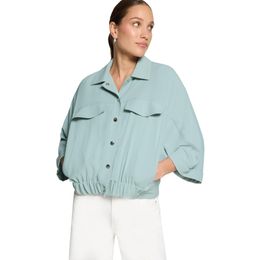 Jackenblazer Zero "Damen mit 3/4 Arm", Damen, Gr. 38, silber blau, Obermaterial: 100% Polyester, l&auml;ssig geschnitten normal, Fl&uuml;gel&auml;rmel, Blazer, Aufschlag / Krempel