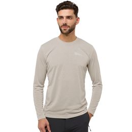 Langarmshirt Jack Wolfskin "VONNAN LS T M", Herren, Gr. XXL (58), beige (palesand), Obermaterial: 100% Polyester, Shirts Langarmshirt