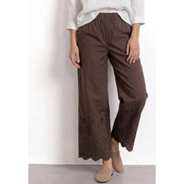 Stoffhose Street One, Damen, Gr. 32, L&auml;nge 28, espresso braun, Web, 100% Baumwolle, unifarben, loose fit kn&ouml;chelfrei, Hosen Stoffhose, High Waist