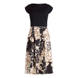 Etuikleid Betty Barclay "Materialmix, Damen mit ausgestelltem Rock", Damen, Gr. 38, Normalgr&ouml;&szlig;en, beige, schwarz, Obermaterial: 100% Baumwolle, tailliert lang, Rundhals, Kleider Etuikleid