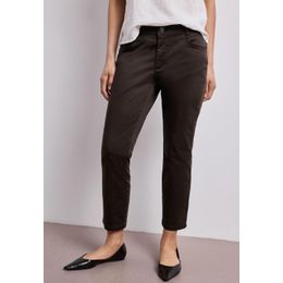 7/8-Hose Street One, Damen, Gr. 32, L&auml;nge 26, deep earth, Web, 97% Baumwolle, 3% Elasthan, unifarben, comfort fit 7/8-L&auml;nge, Hosen 7/8-Hose, 4-Pocket Style