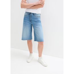Bermudas bonprix, Damen, Gr. 38, N-Gr, mittelblau denim, Obermaterial: 82% Baumwolle, 17% Polyester, 1% Elasthan, loose fit, Hosen Bermudas, aus Baumwolle, Polyester und Elasthan, mit Stretch-Material