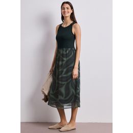 Midikleid Street One, Damen, Gr. 34, N-Gr, deep bound gr&uuml;n, Web, Obermaterial: 97% Viskose, 3% Elasthan. Futter: 100% Viskose, bedruckt, wadenlang, Rundhals, Kleider Midikleid, Strukturmix, bedruckt