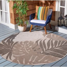 Teppich Sanat "Floral Outdoor", beige (natur), H:6mm &Oslash;:200cm, Kunstfaser, Teppiche, Teppich, In- und Outdoor geeignet, florales Design, Balkon, Terasse