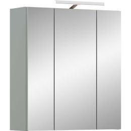 Spiegelschrank Welltime "MINTTU, Breite 60cm, inkl. Beleuchtung, 3 Spiegelt&uuml;ren, 6 Einlegeb&ouml;den", hellgr&uuml;n, eiche hell nachbildung, B:60cm H:68cm T:19cm, FSC-zertifizierter Holzwerkstoff, Schr&auml;nke, Spiegelschrank, Badm&ouml;bel, Spiegel, Badschrank, Bad