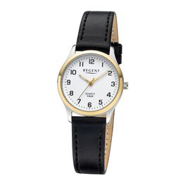 Regent Uhren Quarzuhr REGENT, schwarz, Armbanduhren, Damen, Quarzuhr, Armbanduhr, Damenuhr, Lederarmband, analog