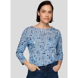 3/4-Arm-Shirt Rabe, Damen, Gr. 40, blau (hellblau), Web, Obermaterial: 50% Baumwolle, 50% Viskose, bedruckt, regular fit taillenbedeckt, U-Boot-Ausschnitt, gerader Abschluss, Shirts 3/4-Arm-Shirt, mit All-Over Print