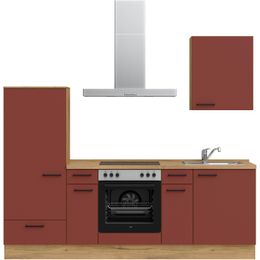 K&uuml;chenzeile Nobilia "Easytouch I", NEU: individuell anpassbar mit gratis Profi-Beratung", rot (k&uuml;che: rot, korpus: eiche sierra nachbildung, arbeitsplatte: eiche sierra nachbildung), B:240,3cm H:216,6cm T:60cm, Komplettk&uuml;chen-Sets, K&uuml;chenzeile, vormontiert, Breite 240 cm, Ausrichtung w&auml;hlbar, wahlw. mit E-Ger&auml;ten