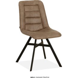 Esszimmerstuhl OMG DESIGN "Niels", truffle, schwarz, truffle, B:47cm H:88,5cm T:62,5cm, Polyester, St&uuml;hle, Esszimmerstuhl, Esszimmerstuhl, pflegeleichter Bezug