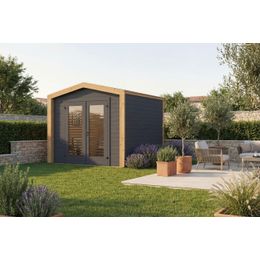 Gartenhaus Weka "Killarney", anthrazit, eiche hell, ohne Fu&szlig;boden, ohne Dacheindeckung, Massivholz, Gartenh&auml;user, Gartenhaus, Doppelt&uuml;r mit Lamellen