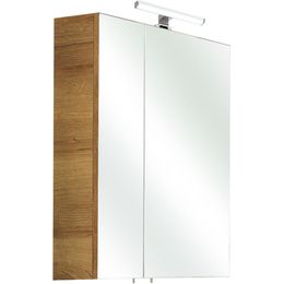 Spiegelschrank SAPHIR "Quickset 318, mit zwei Spiegelt&uuml;ren, 60cm breit", riviera eiche quer nachbildung, B:60cm H:70cm T:20cm, Holzwerkstoff, Schr&auml;nke, Spiegelschrank